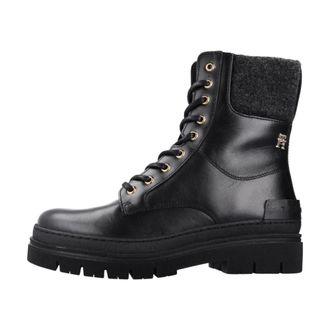 Tommy Hilfiger Filz-Lederstiefel - - Shoes - Damen - Schwarzk - 38 EU