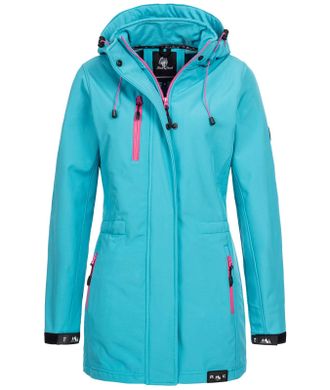 Rock Creek Damen Softshell Jacke Mantel Outdoor-Mantel Damenmantel Softshellmantel Winterjacke Wasserabweisend Kapuze &Uuml;bergang D-423 T&uuml;rkis 4XL
