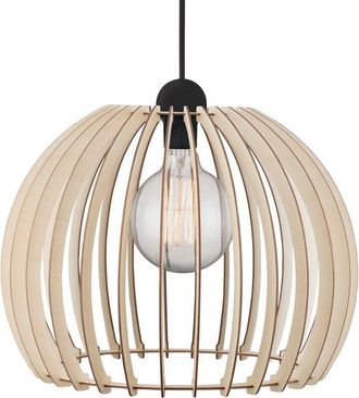 Nordlux Suspension en bois naturel marron H.34cm - Culot E27 - Indice de protection IP20 - Abat-jour en lattes pour ambiance chaleureuse