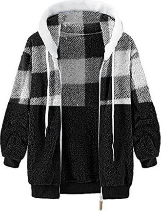 Generic Veste polaire en peluche pour femme - Haut à capuche épais - Grande taille - Manteau dhiver avec fermeture éclair - Tenue pour lextérieur - Vêtements 