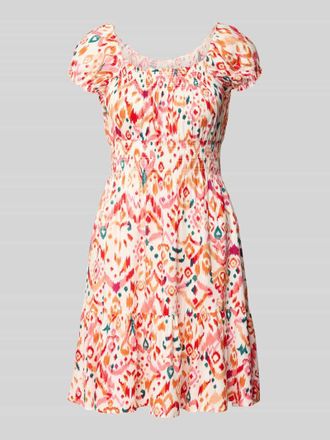 Apricot Minikleid aus Viskose mit Karree-Ausschnitt