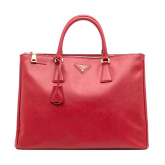 Prada Pre-owned Structured Leather Tote Bag - - Pre-owned - Damen - Rot - ONE SIZE