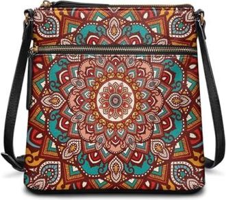 Coloranimal Sac &agrave; bandouli&egrave;re pour femme en cuir synth&eacute;tique l&eacute;ger avec sangle r&eacute;glable, Mandala vintage