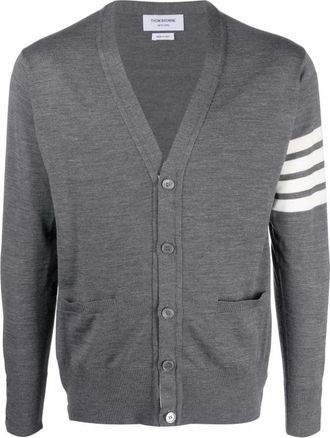 Thom Browne 4-Bar Woll-Strickjacke - - Knitwear - Herren - Grau - M