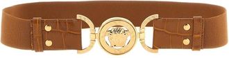 Versace Femme, Accessoires, Brun, Taille: S Ceinture &Eacute;lastique avec D&eacute;tails en Cuir de Veau