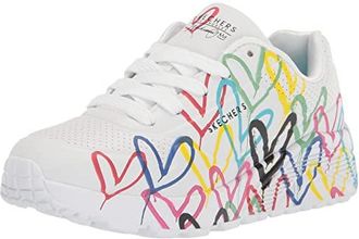 Skechers 314064L WMLT Basket, White Synthetic/Multi Trim, 27.5 EU