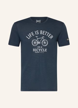 super.natural T-Shirt Better Bike Mit Merinowolle blau