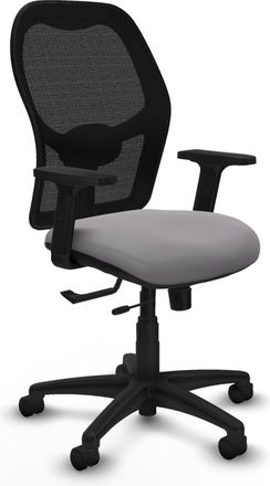 Piqueras y Crespo Verstellbarer Lendenstuhl mit 2D-Armlehnen, ausgestattet mit Syncro/Traslack und Schneideschaum, mit 50 mm Nylonrollen, Schwarz/Grau