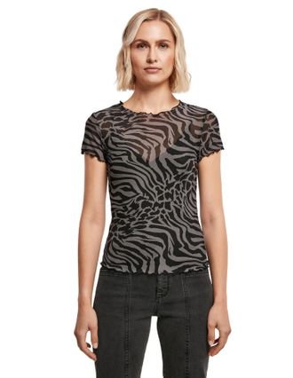 Urban Classics Damen Ladies Mesh Tee T-Shirt, Asphalt/Black, M