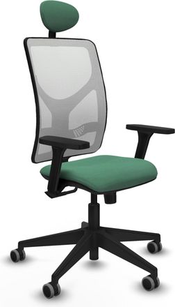 Piqueras y Crespo B&uuml;rostuhl, gr&uuml;n, mit 3D-Armlehnen, h&ouml;henverstellbarer Lendenwirbelst&uuml;tze und festem Kopfteil, ausgestattet mit Sincro 3 Positionen und Schneideschaum,