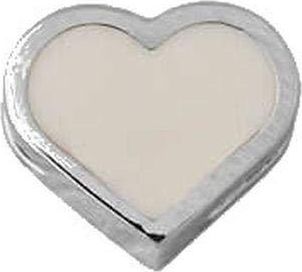 DESIGN LETTERS Emaille-Charm, Herz (Silber/Hautfarben), Einheitsgröße