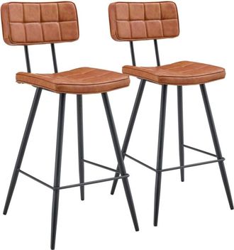 Happy Garden Happy Garden - Lot de 2 tabourets de bar en simili cognac fernand
