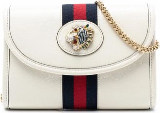 Gucci Hobo Bags - Mini Leather Rajah Web Chain Crossbody - Gr. unisize - in Wei&szlig; - f&uuml;r Damen