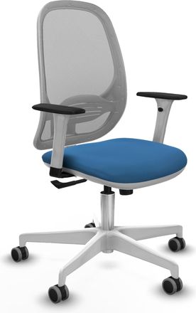 Piqueras y Crespo B&uuml;ro-Rollstuhl mit 1D-Armen, h&ouml;henverstellbare Lendenwirbelst&uuml;tze, ausgestattet mit 3 Positionen und Schneideschaum, Grau/Hellblau