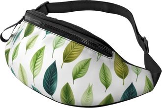 Generic Atmungsaktiv Handytasche Tasche Gr&uuml;ner Bl&auml;tter-Laubdruck G&uuml;rteltasche Handytasche Tasche Taillentasche F&uuml;r Herren Damen Running 14X35Cm