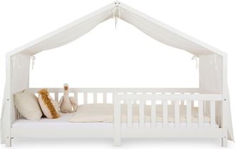 IDIMEX Hausbett Himmel LIAN in wei&szlig; - Betthimmel aus 100% Baumwolle, Baldachin Musselin zweilagig, Bettvorhang f&uuml;r Kinder, Hausbett Deko