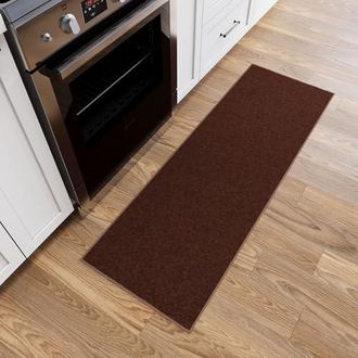 Ottomanson Tapis de couloir collection Ottohome dos en caoutchouc uni 67 cm x 183 cm marron