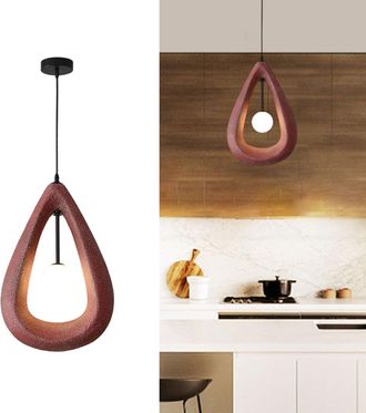 Generic Japanische Retro-Pendelleuchte, Kronleuchter - H&auml;ngelampe aus Mikrozement f&uuml;r K&uuml;cheninseln, 152 cm langes, verstellbares Kabel, Lampenschirm in Wei&szlig;, 