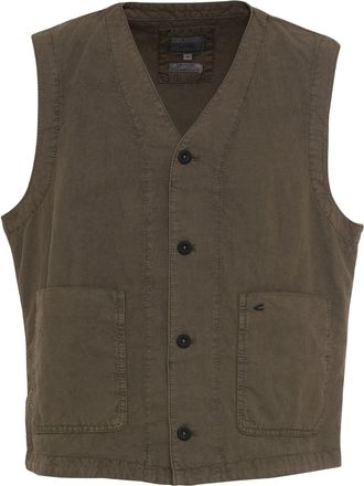Camel Active Herren Casual Weste aus einem Baumwoll-Leinenmix Oliv Braun, menswear-48