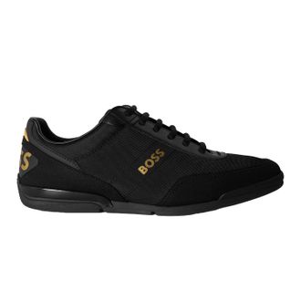 HUGO BOSS Saturn Sneaker f&uuml;r Herren, Niedrig geschnitten (Schwarz/Gold)