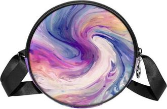 Generic Sac &agrave; bandouli&egrave;re rond rond pour femme, petit sac &agrave; bandouli&egrave;re marbr&eacute; avec fermeture &eacute;clair et bretelles r&eacute;glables