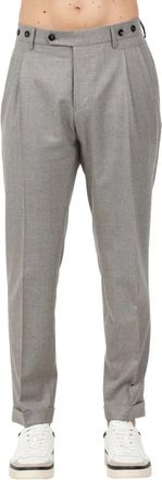 Berwick 1707 Homme, Pantalons, Beige, Taille: 2XL Pantalon coupe d&eacute;contract&eacute;e &agrave; pinces et boutons de bretelles en flanelle