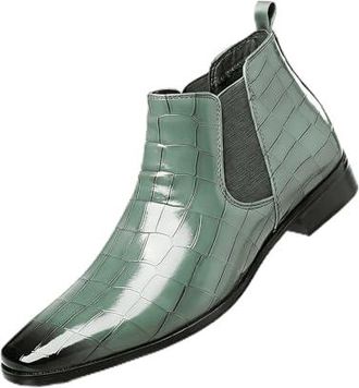 Generic Bottes Chelsea pour Homme Bottines en Cuir Confortables &Agrave; Enfiler pour Les Occasions D&eacute;contract&eacute;es Et Formelles,Vert,44.5 EU
