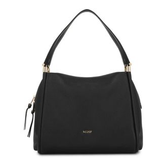 Kazar Kazar Schwarze Leder-Schultertasche mit Doppelhenkeln zum Tragen am Arm - - Bags - Damen - Schwarzk - ONE SIZE
