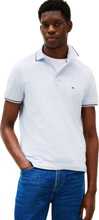Tommy Hilfiger Herren Poloshirt Kurzarm Tipped Seasonal Slim Fit, Blau (Breezy Blue), XL
