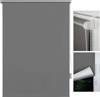 Metablo Verdunkelungsrollo Klemmfix ohne Bohren Thermo Fensterrollo Rollo Seitenzugrollo Klemmrollo für Fenster & Tür Grau 70 x160 cm