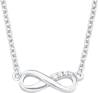 s.Oliver Kette mit Infinity Anhänger für Damen, Zirkonia und 925 Sterling Silber, Rhodiniert