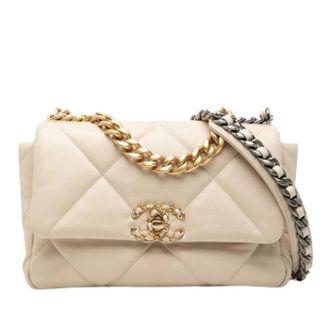 Chanel Pre-owned Medium 19 Flap Bag - - Pre-owned - Damen - Beige - ONE SIZE