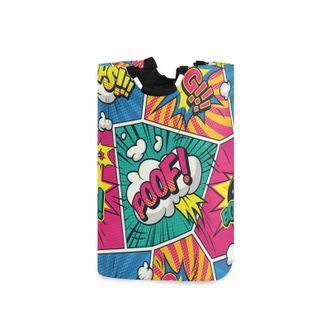 Mnsruu Comic Bunte S&uuml;&szlig;e Pop W&auml;schekorb mit Griff Gro&szlig;er Faltbarer W&auml;schesammler W&auml;schesack Oxford-Stoff Langlebig Laundry baskets f&uuml;r Kleidung Waschen