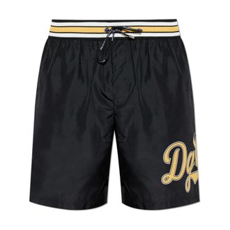 Dolce & Gabbana Homme, Maillots de bain, Noir, Taille: M Short de bain &agrave; plaque logo