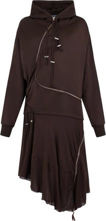 Diesel Femme, Robes, Brun, Taille: 40 FR Robe asym&eacute;trique &agrave; capuche