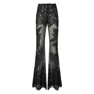 Alberta Ferretti Schlaghosen mit Spitzendetails - - Trousers - Damen - Schwarzk - S