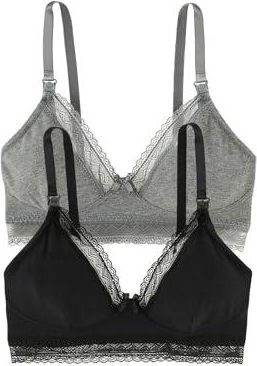 Vertbaudet 2 Soutiens-Gorge dallaitement sans Armatures en Coton bioGris Anthracite / noir90C