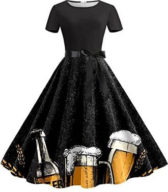 Generic Dirndl Robe Midi pour Femme Légante Folklorique Oktoberfest De Cocktai Chemisier Plissée Fête La Bière Adult Dress Up Costumes