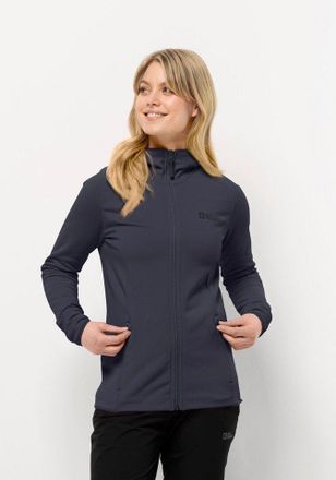 Jack Wolfskin Fleecejacke BAISELBERG HOODED FZ W mit Kapuze, elastisch, atmungsaktiv, schnell trocknend
