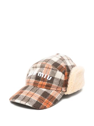 Miu Miu casquette à carreaux - Marron