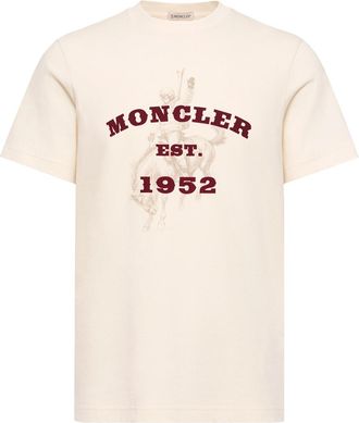 Moncler Moncler Horse Print Cotton Jersey T-shirt, Men, White, Size: 3xl