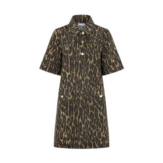 Ganni Animal-Print Jeanshemdkleid - - Dresses - Damen - Mehrfarbig - S