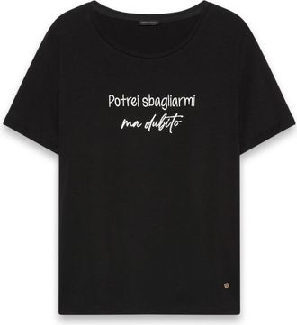 Fiorella Rubino Baumwoll-T-Shirt mit ironischem Slogan - - Tops - Damen - Schwarzk - XL