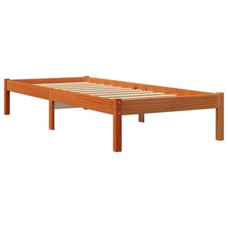Generic vidaXL Massivholzbett, Holzbett mit Kopfteil Lattenrost, Einzelbett f&uuml;r Schlafzimmer, Bett Bettgestell, Modern, Wachsbraun 90x200cm Kiefer