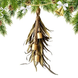 Generico Dekoration Weihnachtsglocken, Vintage-Kranz, gr&uuml;ne Bl&auml;tter, dekorativer Weihnachtskranz mit Glocken f&uuml;r den Einsatz zu Hause und Party, f&uuml;r T&uuml;r, Fenst