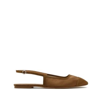 Aeyde Femme, Chaussures, Brun, Taille: 37 EU Geraldine Ballerines Satin&eacute;es &agrave; Bout Contrast&eacute;