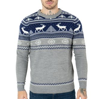 Noroze Herren Frohe Weihnachten Schein-Rei&szlig;verschluss Nordischer Stil Rentier Elch Hirsch Trichter Rundhalsausschnitt Festlich Xmas Pullover Pulli (XXL, Mari