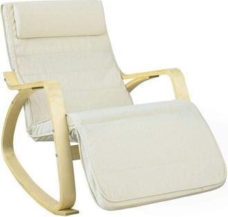 SoBuy Sobuy - Fauteuil &agrave; bascule FST16W - Repose-pieds r&eacute;glable 5 positions - Bouleau flexible - Dimensions dassise 56x50cm - Charge max 120kg