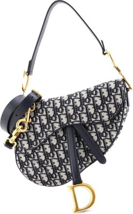 Dior Mittelgro&szlig;e Strap Oblique Schultertasche aus Canvas - Blau