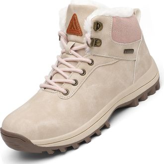 Mishansha Winterschuhe Damen Winterstiefel Winterboots Schneestiefel Gef&uuml;ttert Schneeschuhe Barfu&szlig;schuhe Winter Wasserdicht Trekkingschuhe Aprikose,GR.37